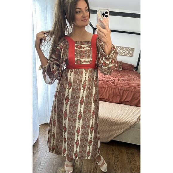 Lisa Jo | Dresses | Vintage 7s 80s Lisa Jo Size 9 Peasant Floral Maxi ...